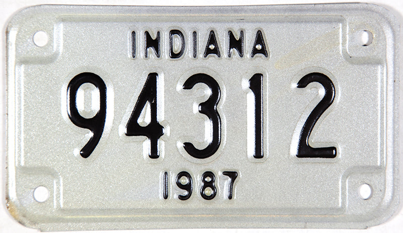 1987 Indiana Motorcycle License Plate | Brandywine General Store