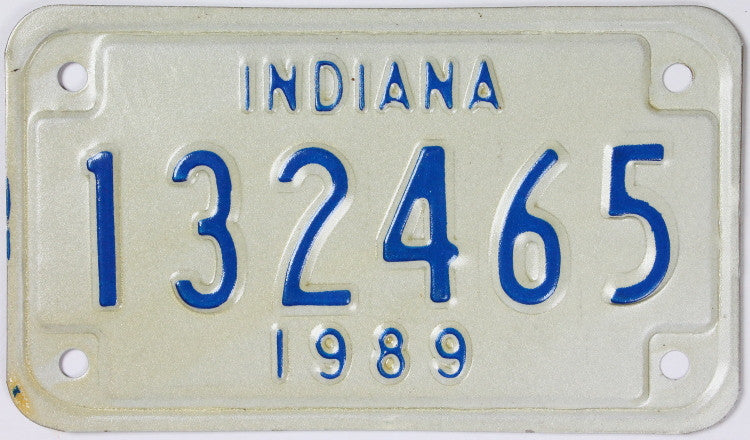 1989 Indiana Motorcycle License Plate | Brandywine General Store