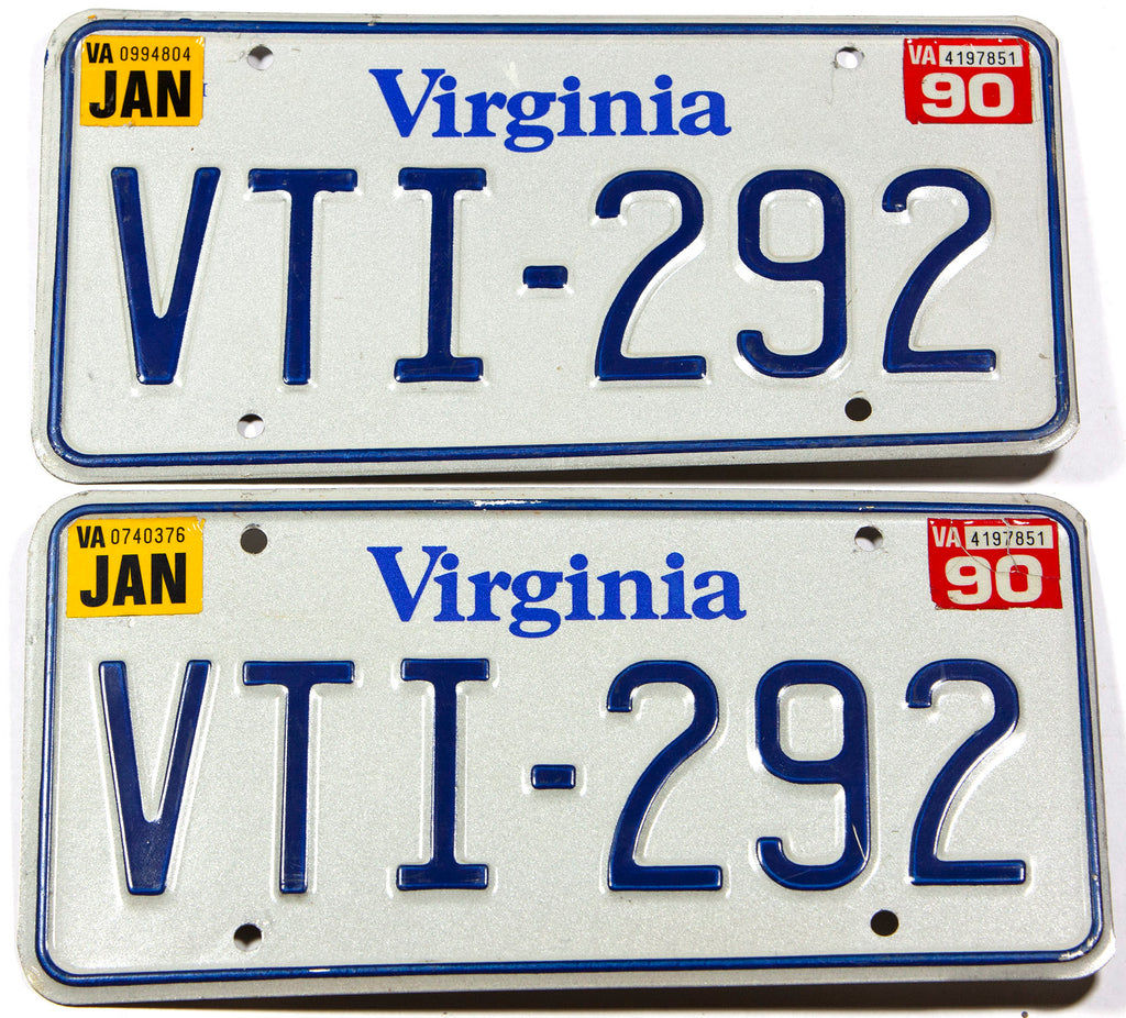 1990 Virginia License Plates | Brandywine General Store