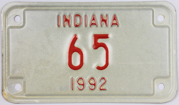 1992 Indiana Motorcycle License Plate | Brandywine General Store