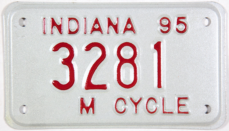1995 Indiana Motorcycle License Plate | Brandywine General Store