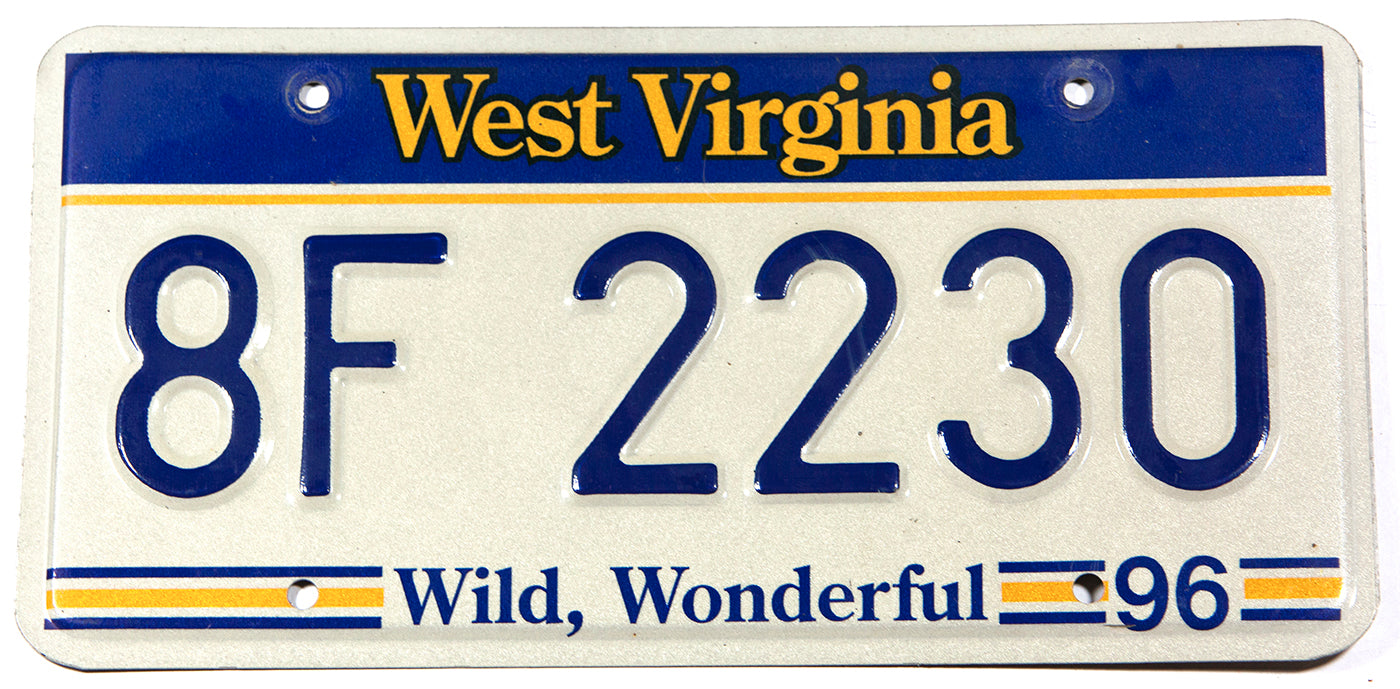 1996 West Virginia License Plate | Brandywine General Store