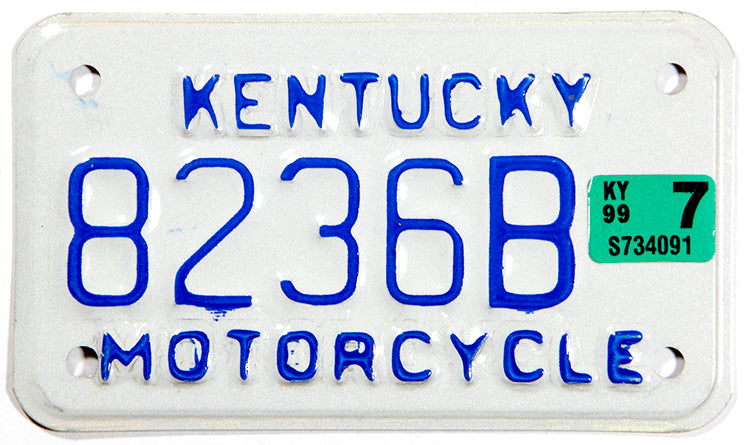 1999 Kentucky Motorcycle License Plate | Brandywine General Store