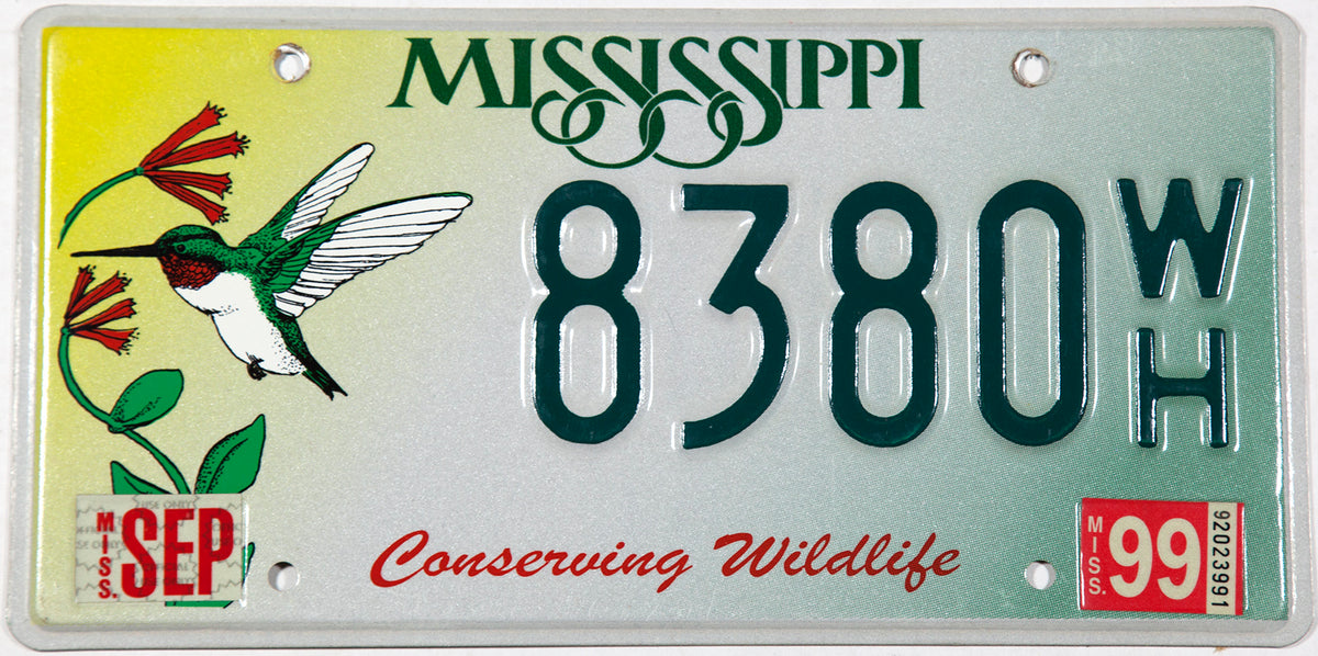 1998 - 2005 Mississippi Hummingbird Conserving Wildlife License Plate ...