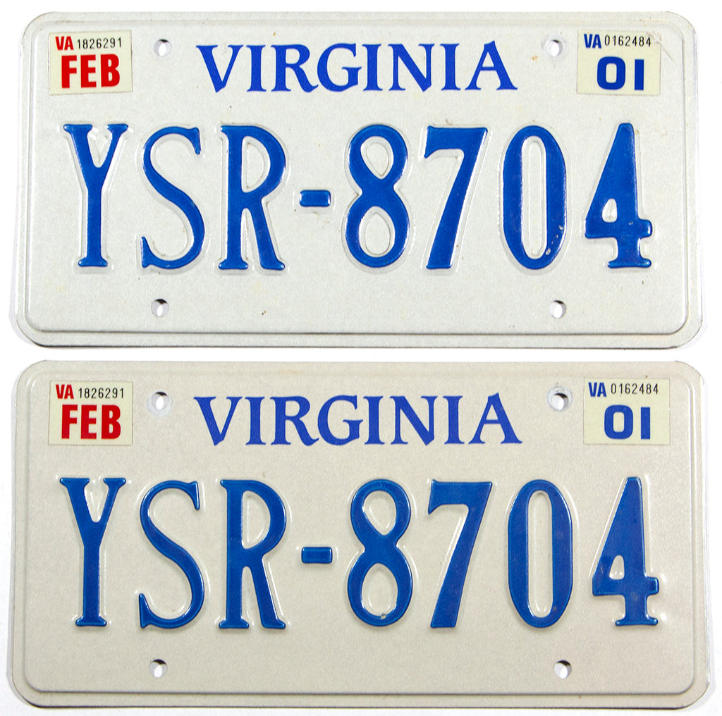 2001 Virginia License Plates | Brandywine General Store
