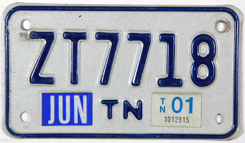 2001 Tennessee Motorcycle License Plate | Brandywine General Store