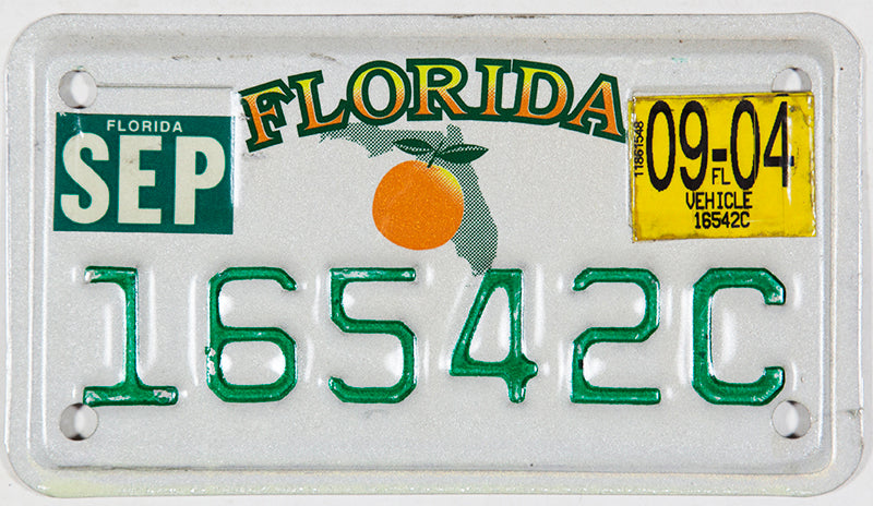 2004 Florida Motorcycle License Plate | Brandywine General Store