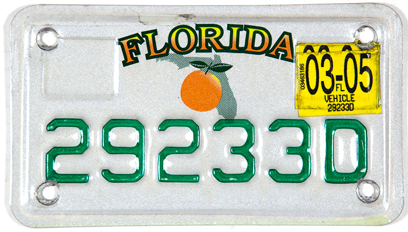 2005 Florida Motorcycle License Plate | Brandywine General Store