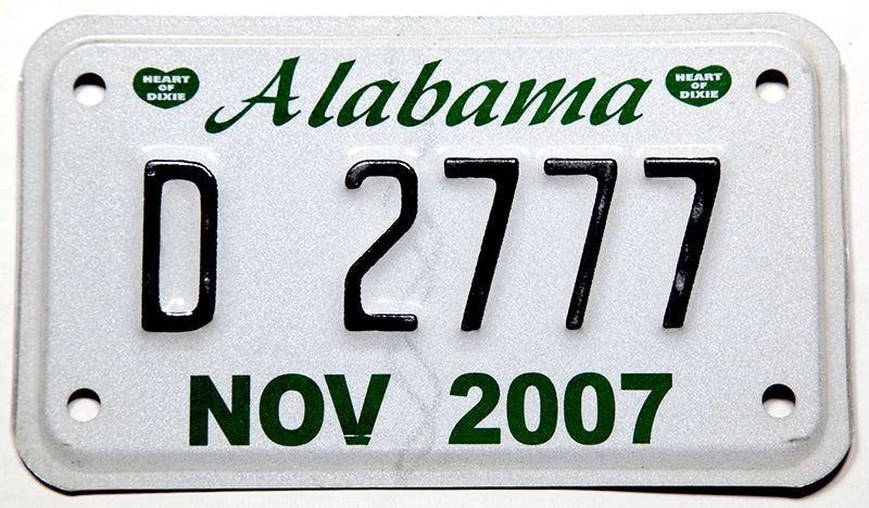2007 Alabama Motorcycle Dealer License Plate | Brandywine General Store