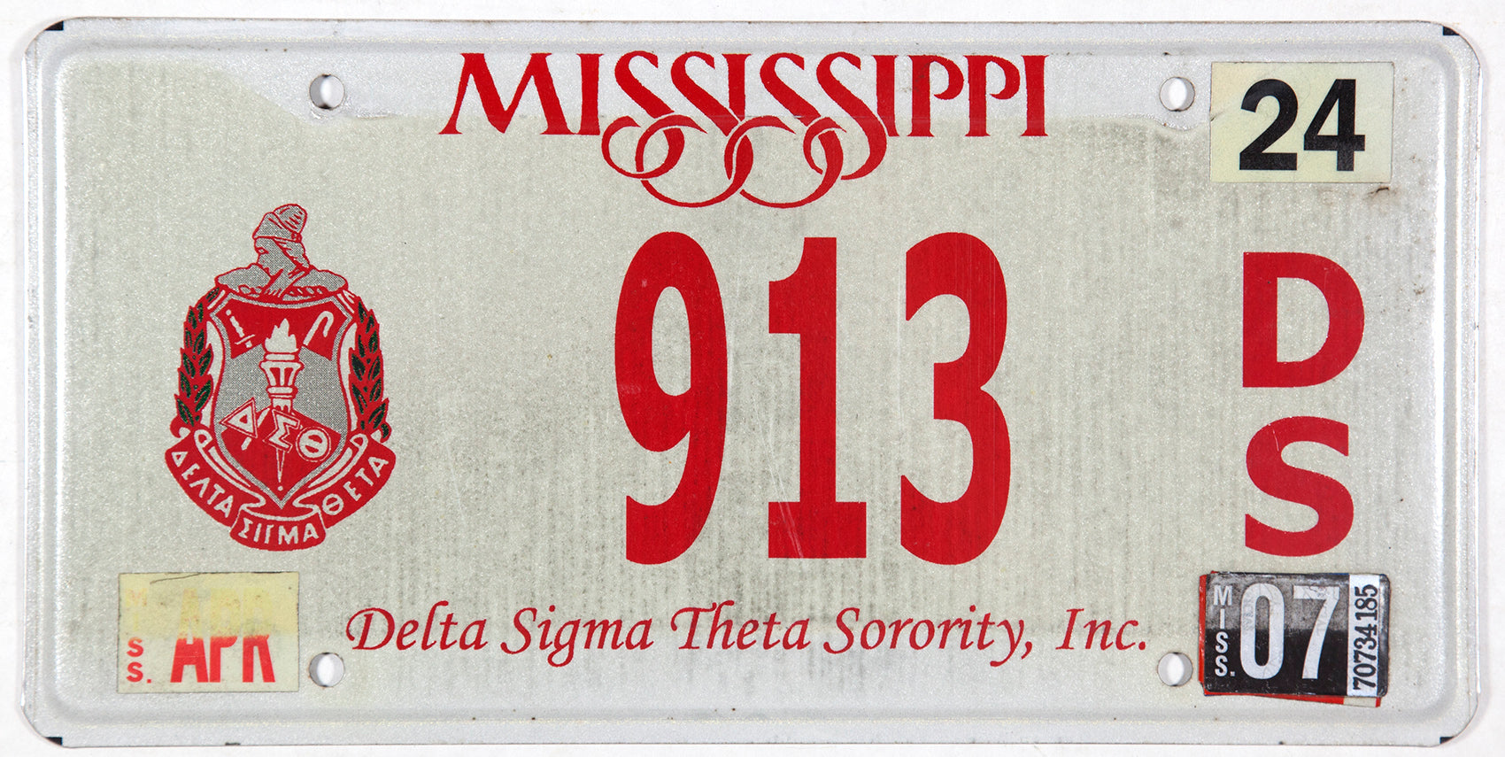 2007 Mississippi Delta Sigma Theta Sorority License Plate | Brandywine ...