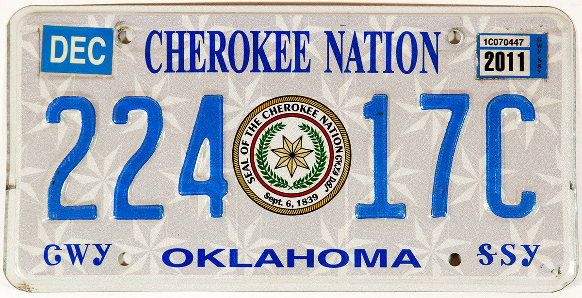 2009 - 2013 Oklahoma Cherokee Nation License Plate | Brandywine General ...