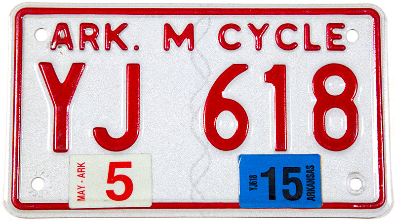 2015 Arkansas Motorcycle License Plate | Brandywine General Store
