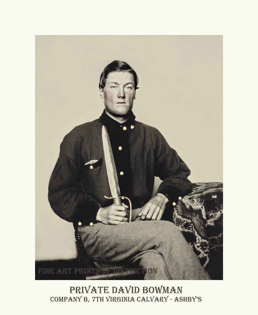 Private David Bowman 7th Virginia Cavalry Poster Style print ...
