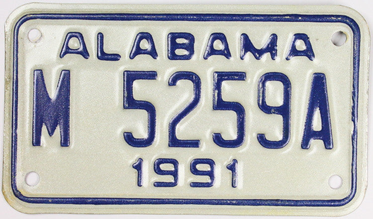 1991 Alabama Motorcycle License Plate | Brandywine General Store