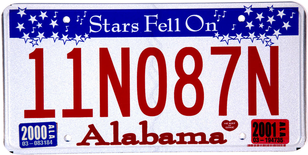2001 Alabama Stars Fell License Plate | Brandywine General Store