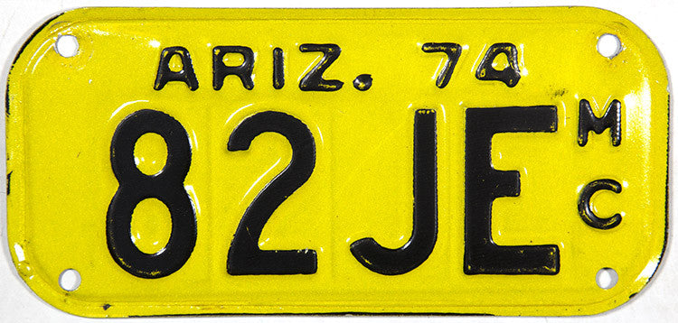 1974 Arizona Motorcycle License Plate | Brandywine General Store