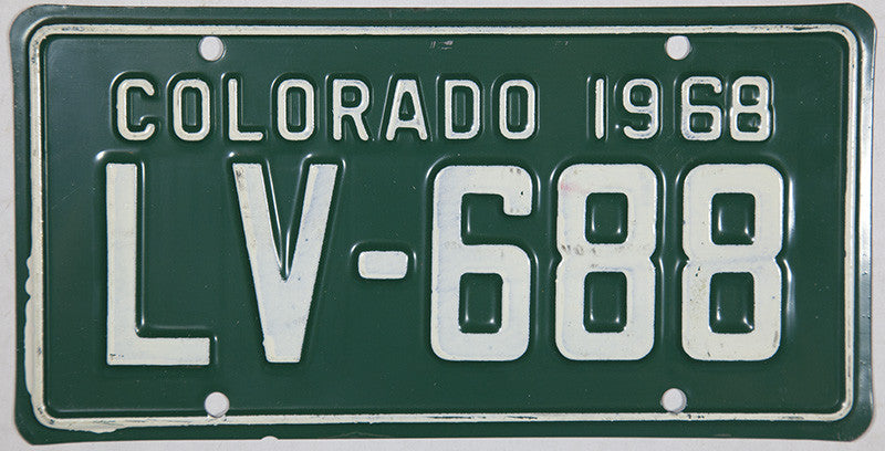1968 Colorado Motorcycle License Plate | Brandywine General Store