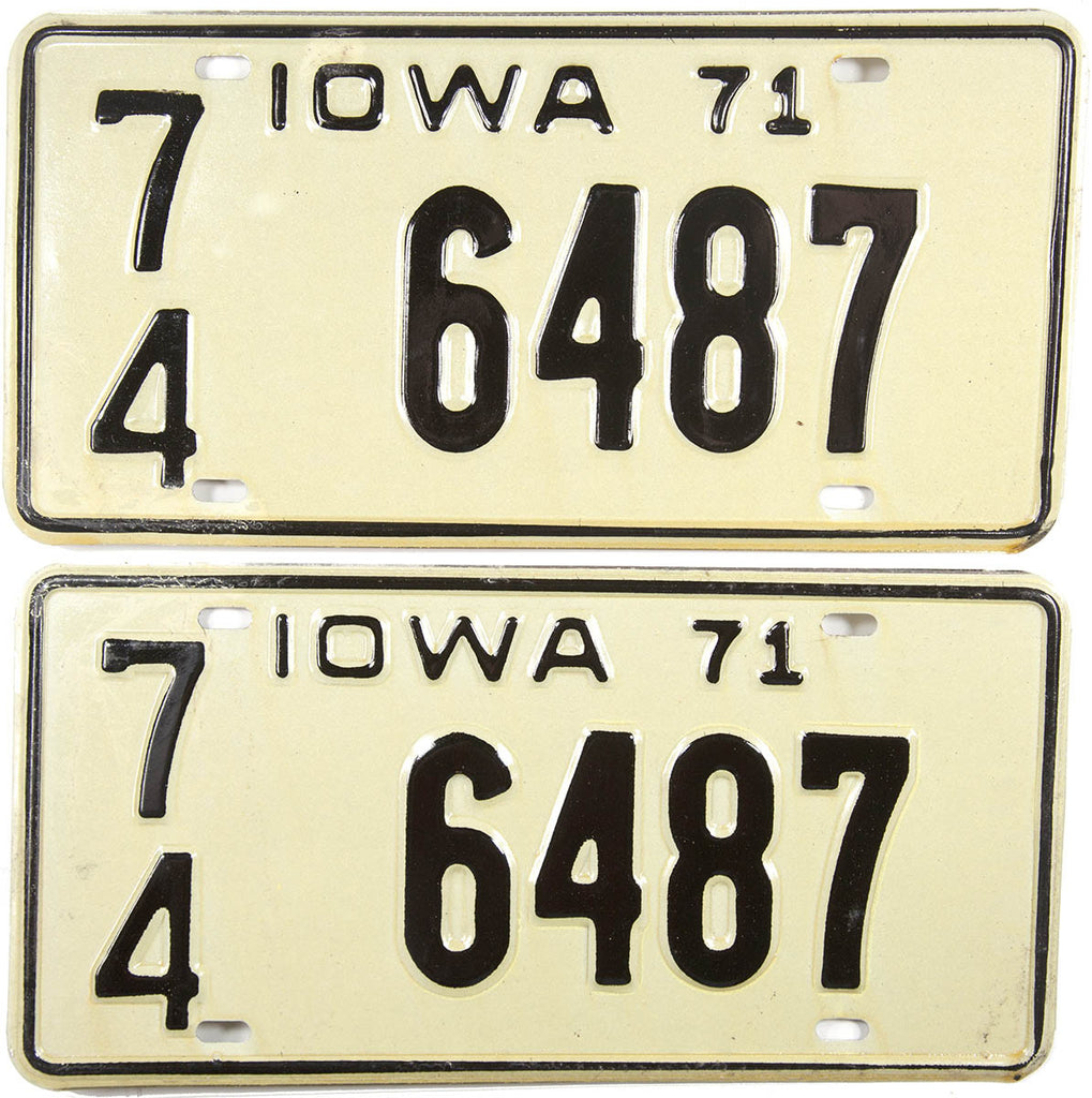 1971 Iowa License Plates | Brandywine General Store