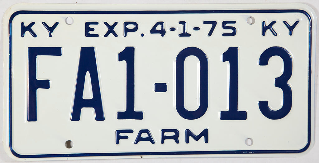 1975 Kentucky Farm License Plate | Brandywine General Store