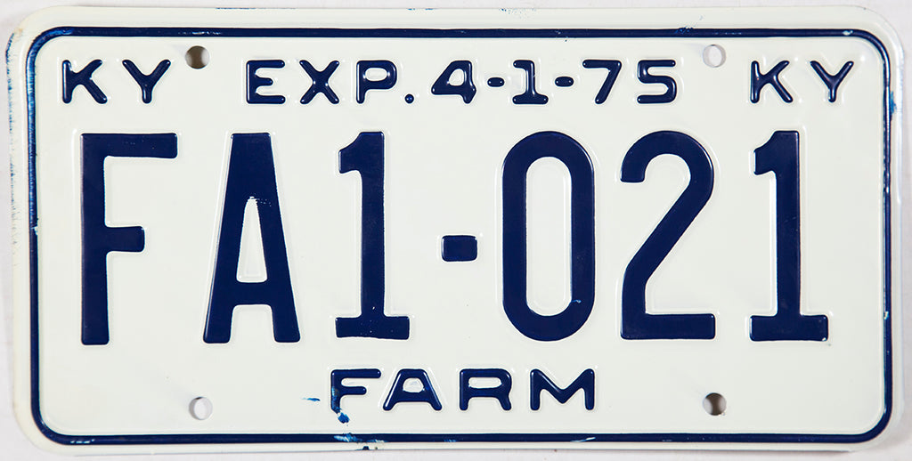 1975 Kentucky Farm License Plate | Brandywine General Store