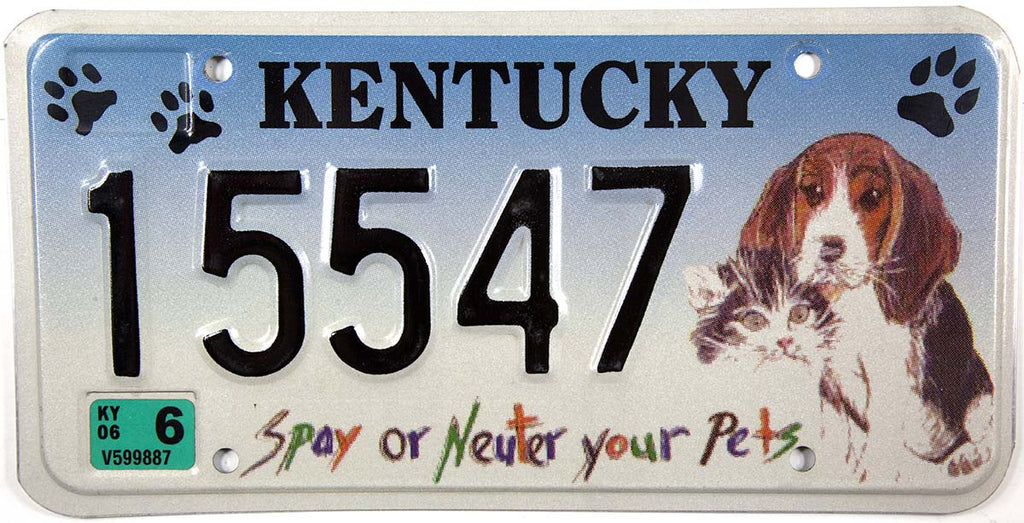 2006 Kentucky Neuter Pets License Plate | Brandywine General Store