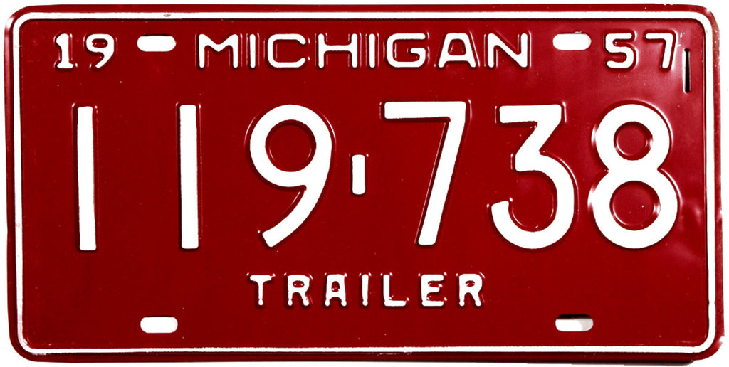 1957 Michigan Trailer License Plate | Brandywine General Store