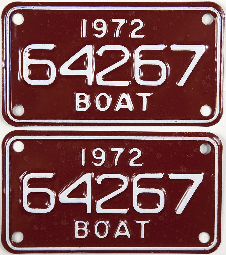 1972 Michigan Boat License Plates | Brandywine General Store