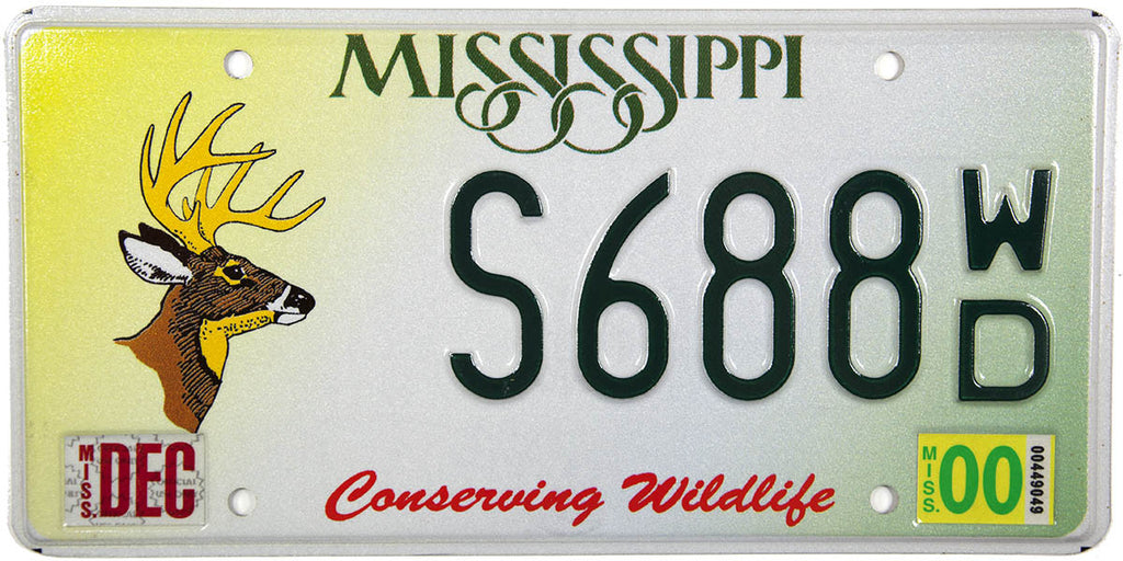 1999 - 2000 Mississippi Deer License Plate | Brandywine General Store
