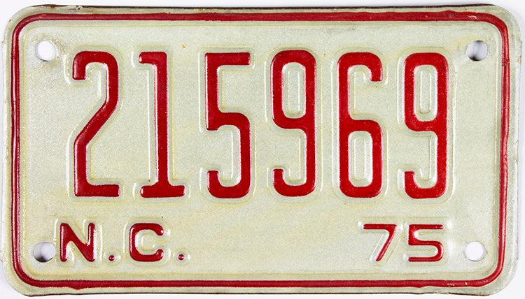 1975 North Carolina Motorcycle License Plate | Brandywine General Store