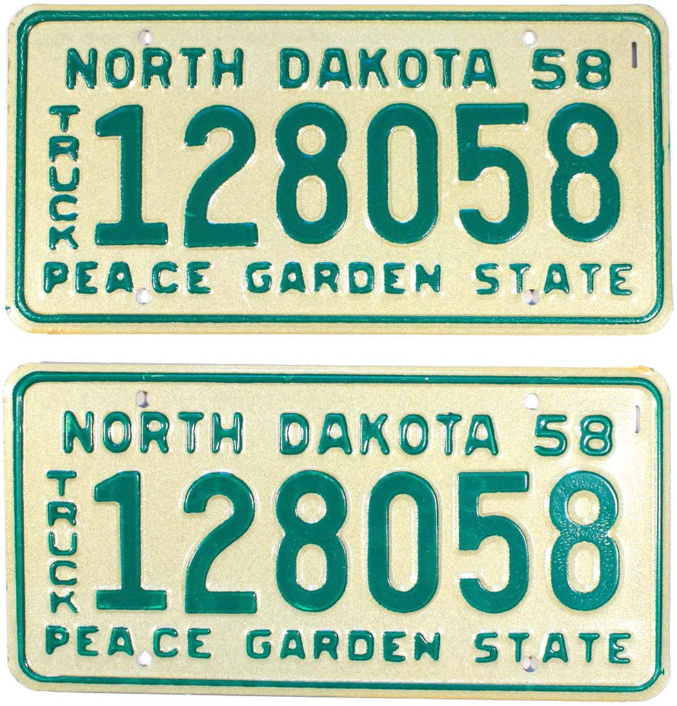 1958 North Dakota Truck License Plates | Brandywine General Store