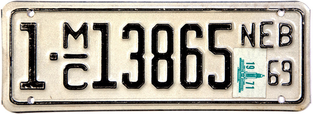 1971 Nebraska Motorcycle License Plate | Brandywine General Store