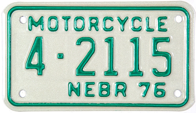 1976 Nebraska Motorcycle License Plate | Brandywine General Store