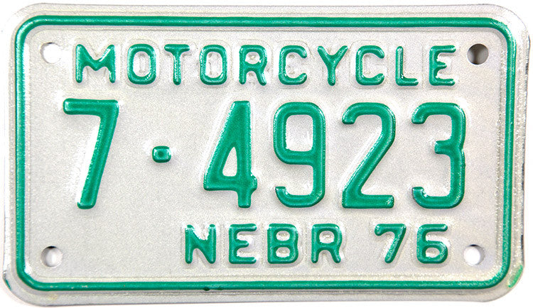 1976 Nebraska Motorcycle License Plate | Brandywine General Store