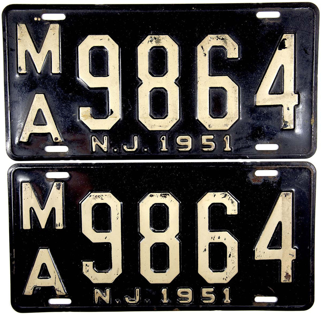 1951 New Jersey License Plates | Brandywine General Store