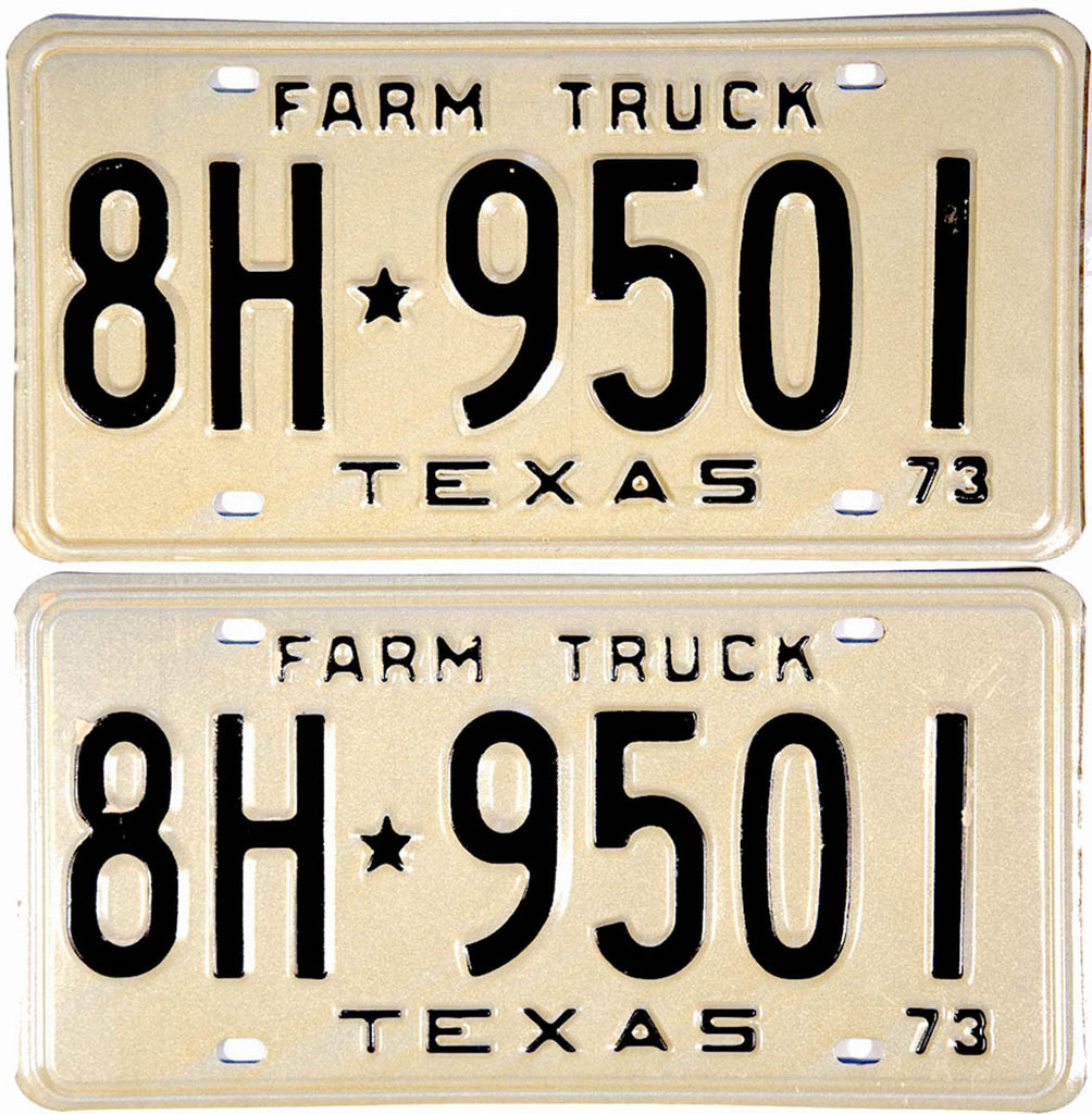 1973 Texas Farm Truck License Plates | Brandywine General Store
