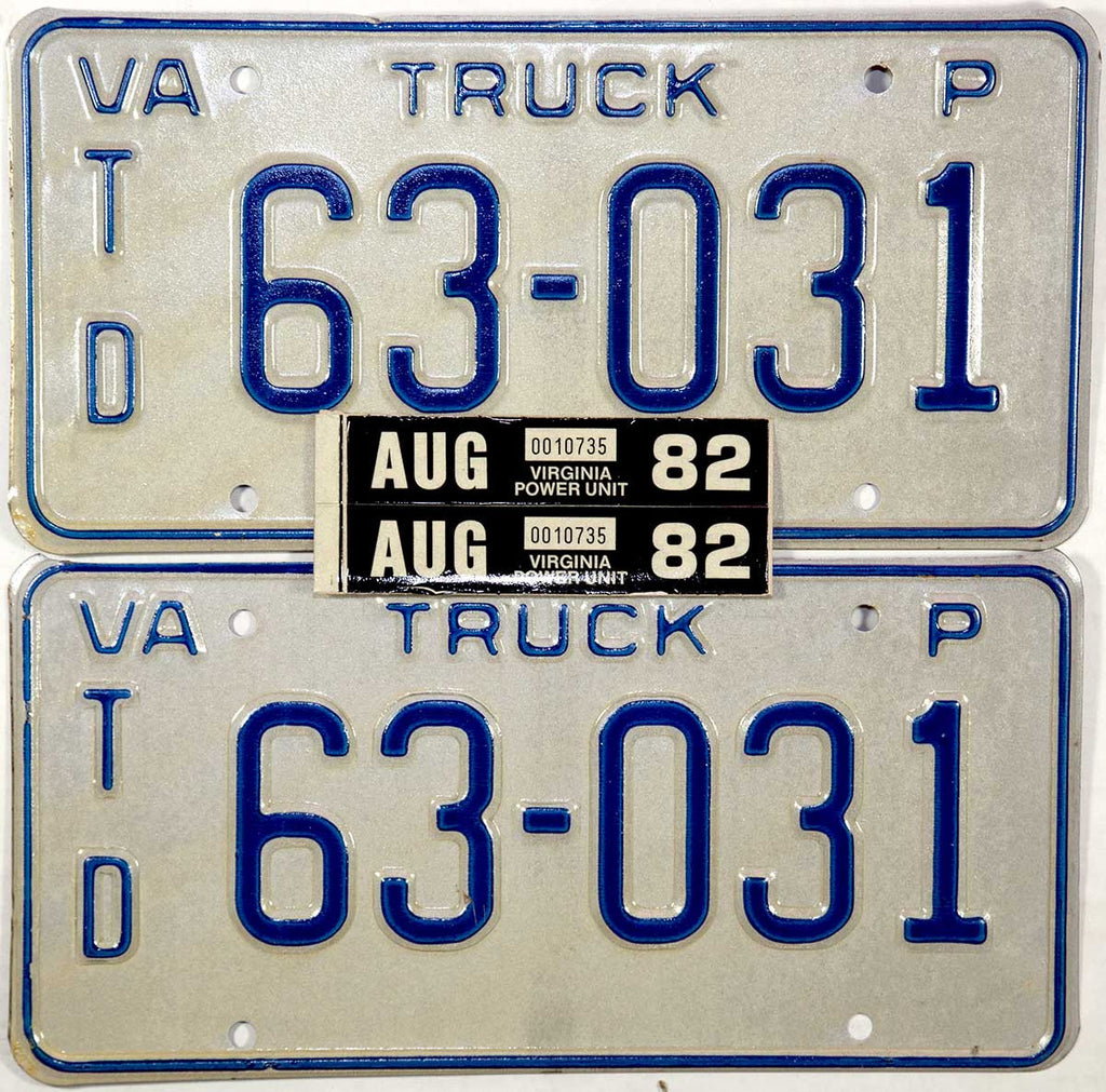 1982 Virginia Power Unit License Plates | Brandywine General Store