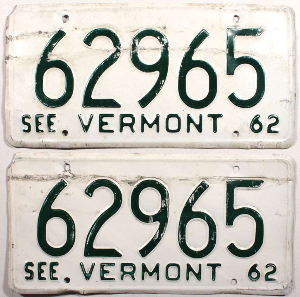 1962 Vermont License Plates | Brandywine General Store