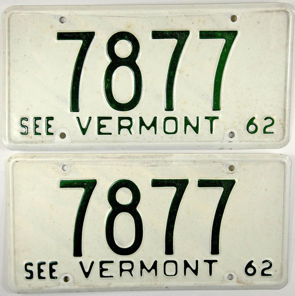 1962 Vermont License Plates | Brandywine General Store