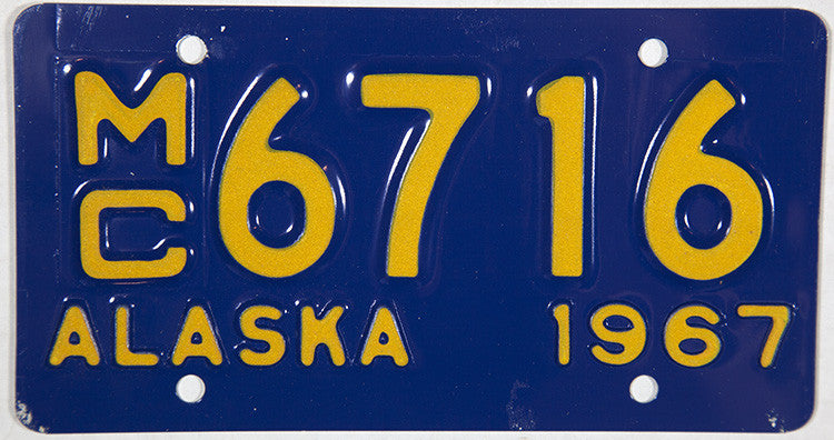 1967 Alaska Motorcycle License Plate | Brandywine General Store
