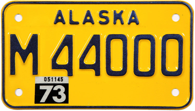 1973 Alaska Motorcycle License Plate | Brandywine General Store