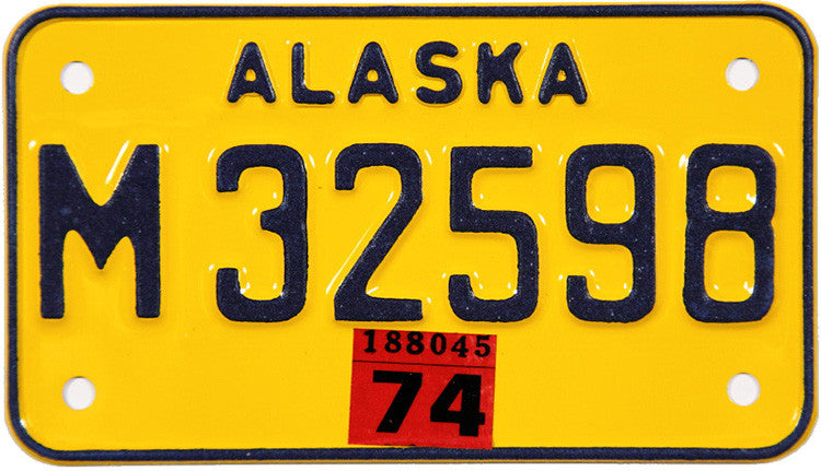 1974 Alaska Motorcycle License Plate | Brandywine General Store