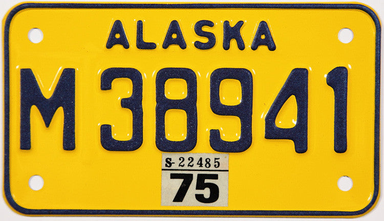 1975 Alaska Motorcycle License Plate | Brandywine General Store
