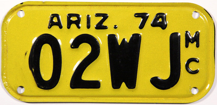 1974 Arizona Motorcycle License Plate | Brandywine General Store