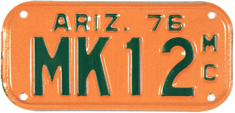 1976 Arizona Motorcycle License Plate | Brandywine General Store