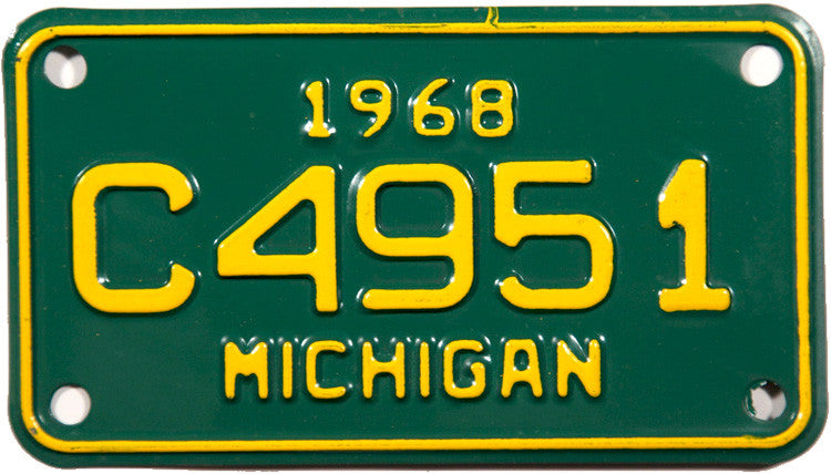 1968 Michigan Motorcycle License Plate | Brandywine General Store