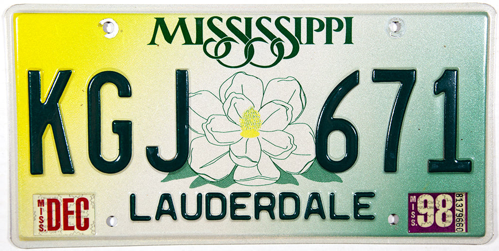 1998 Mississippi License Plate | Brandywine General Store