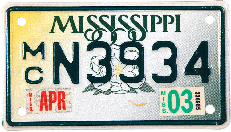 2003 Mississippi Motorcycle License Plate | Brandywine General Store