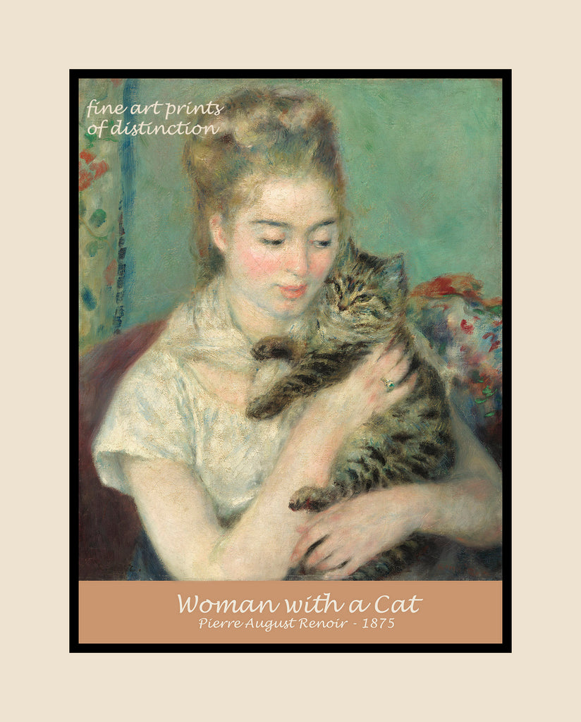 Renoir Auguste Pierre Woman with a Cat Premium art Poster | Brandywine ...