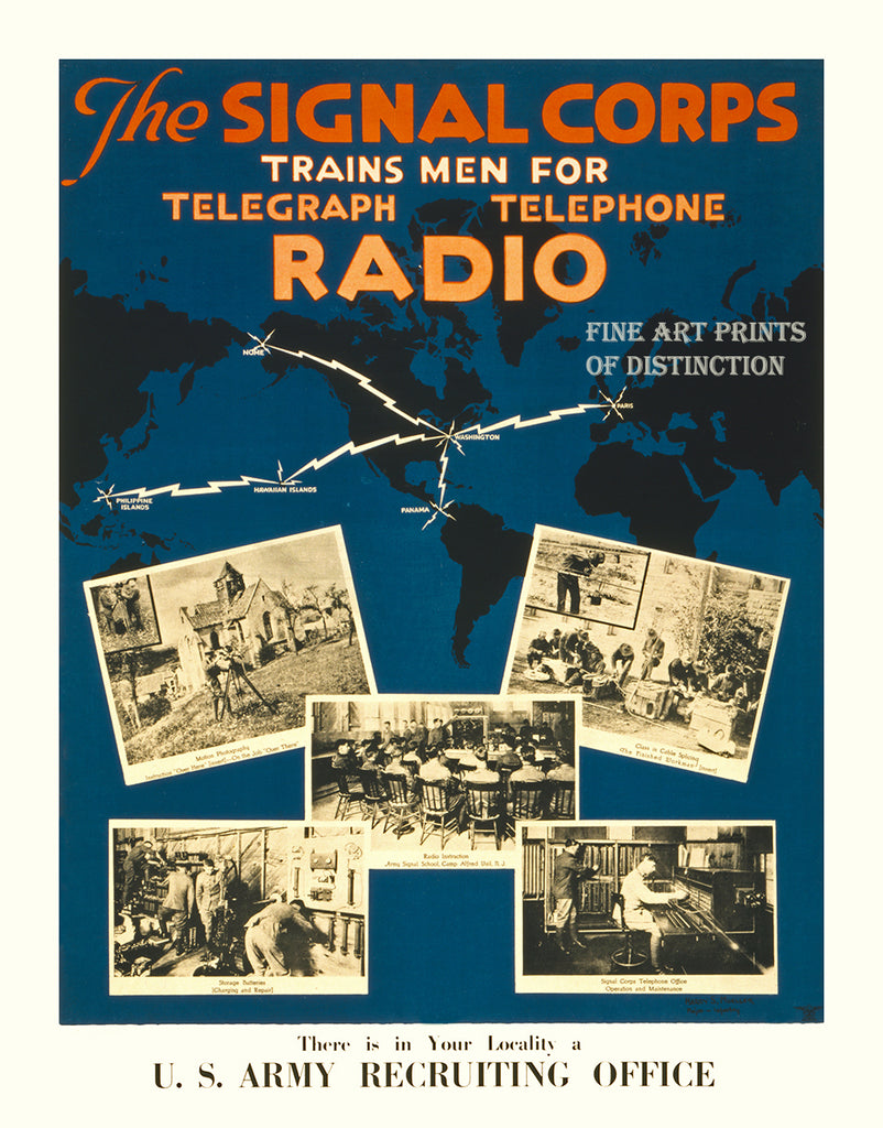 Signal Corps Trains Men for Telegraph, Telephone and Radio Art Print ...