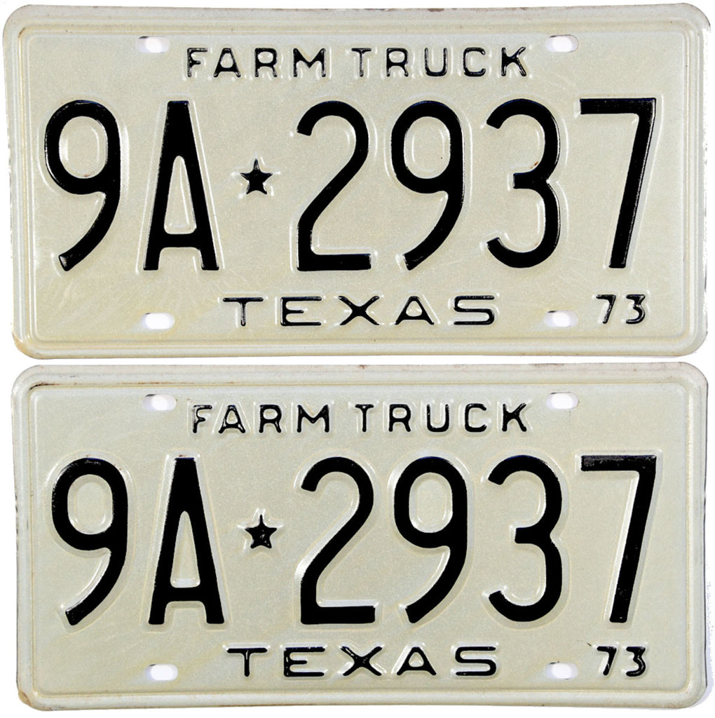 1973 Texas Farm Truck License Plates | Brandywine General Store